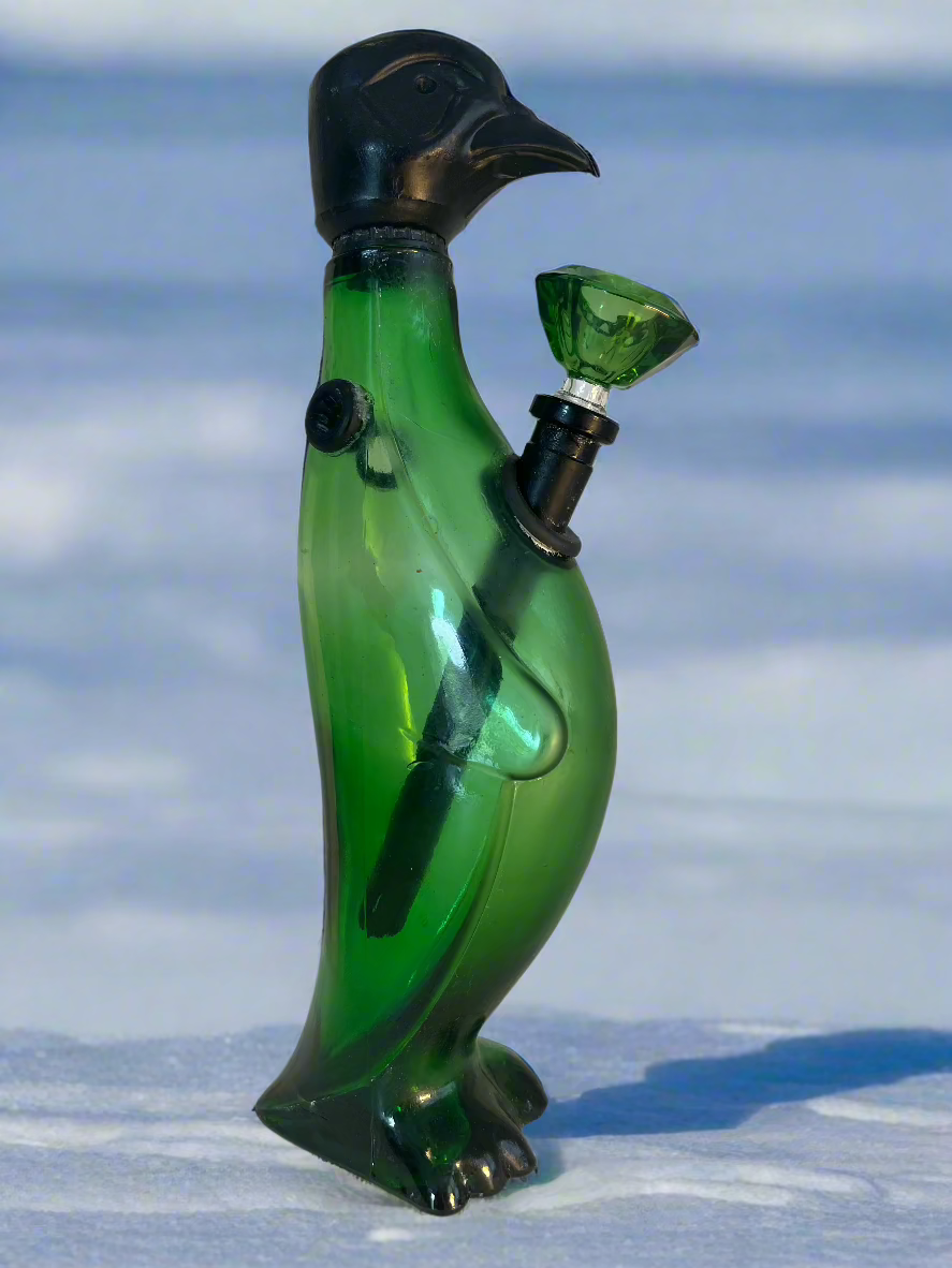 Green Glass Penguin Water Pipe for Two – Handcrafted Upcycled "Hookah ...